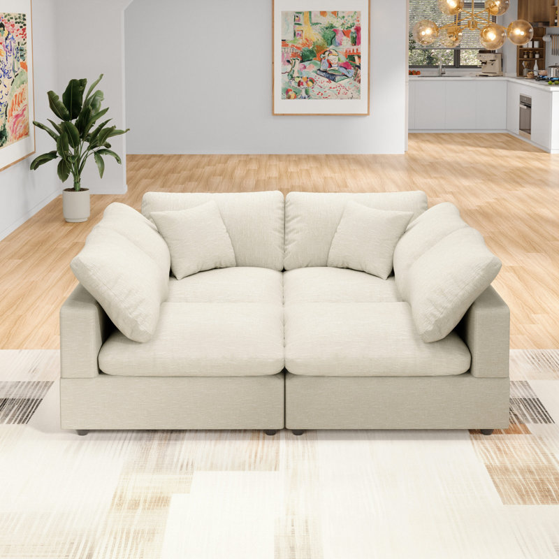 Latitude Run 4 Piece Upholstered Sectional Modular Sectional Sofa Cloud Couch For Living Room Comfy Sleeper Sofa Bed Removable Washable Cushio